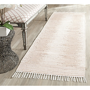 SAFAVIEH Montauk Collection Runner Rug - 2'6" x 6', Beige, Handmade Fringe Cotton, Ideal for High Traffic Areas in Living Room, Bedroom (MTK752A)