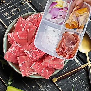 Zuiaso 4 Pcs Reusable 4 Compartment Food Storage Containers with Lids, Food Containers for Storing fruits, Meat, Vegetables.