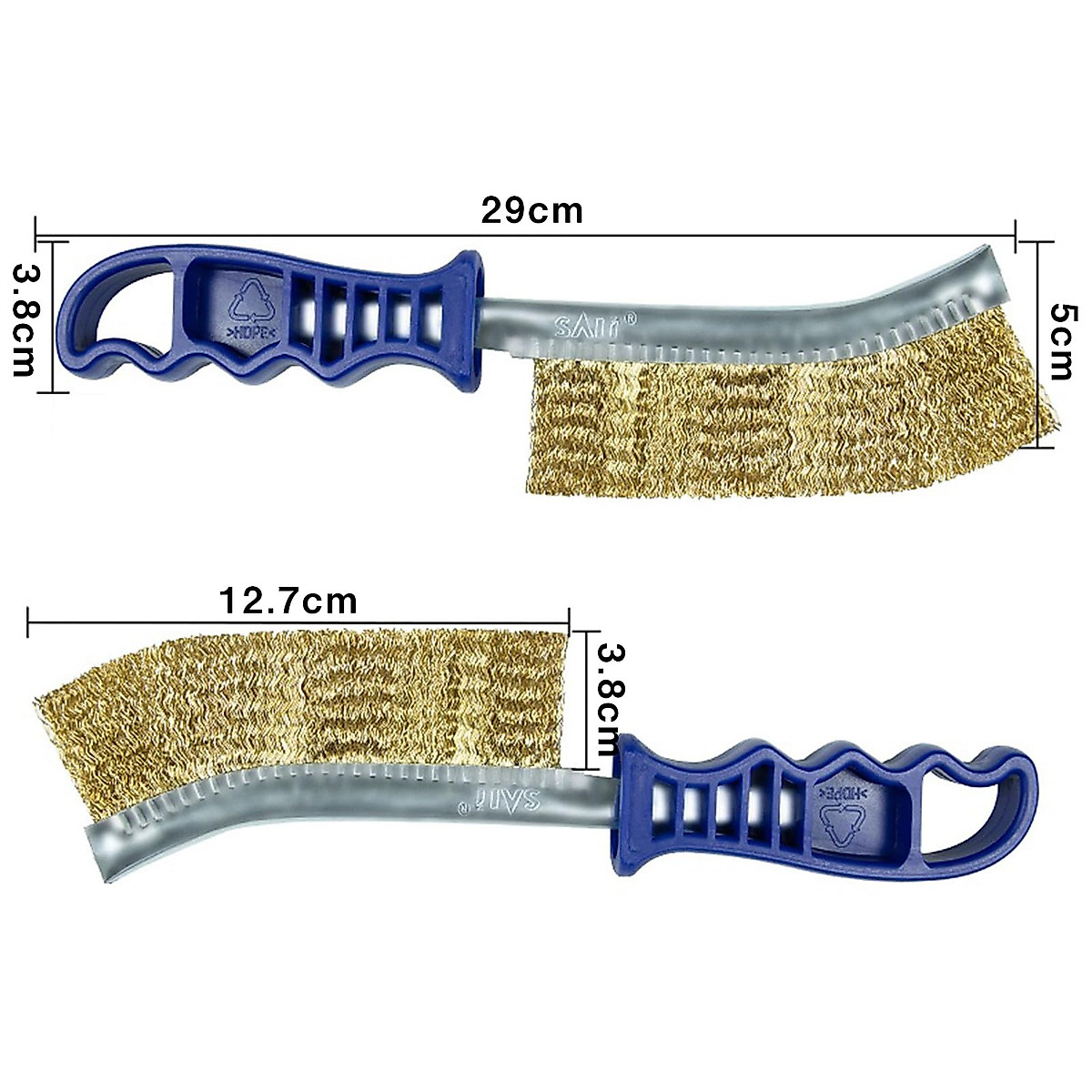 SALI 5pcs Wire Brushes for Cleaning Rust Removal Nylon/Brass/Stainless Steel Bristles with Curved Handle Grip for Dirt & Paint Scrubbing Removing Unfinished Metal Parts, Paint Stains Household Clean