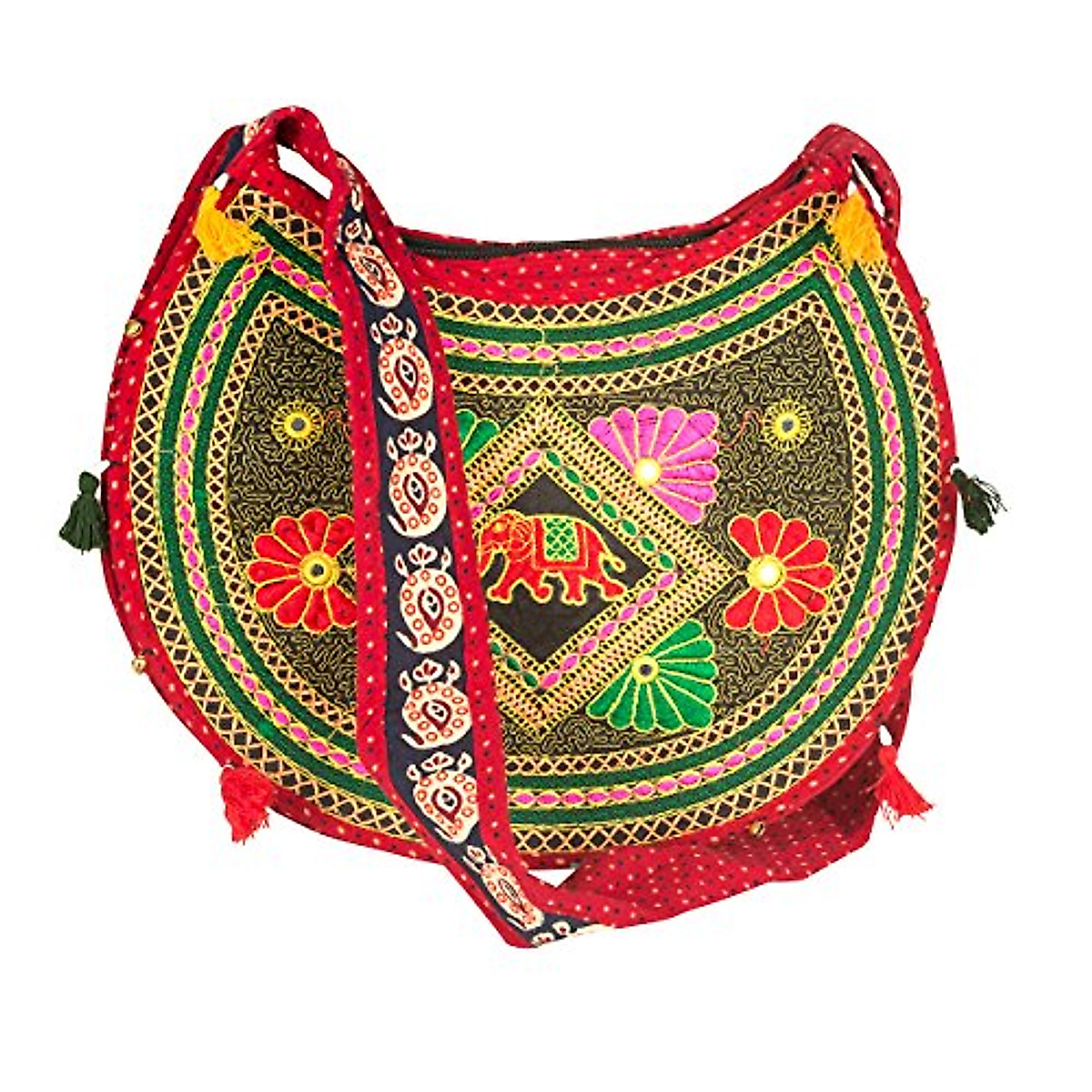 Sling Cross body Elephant Hobo Women Messenger Shoulder Bag Red Embroidered Hippie Casual Colorful Medium Small Satchel Tote