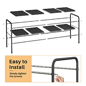 Prevent Soil Detachment Easy to Clean Expandable Shoe Rack, 2 Tier Adjustable Metal Small Shoe Rack for Closet Door Entrance,Shoe Storage Shelves Shoe Racks Organizer for Entryway,Garage,Hallway