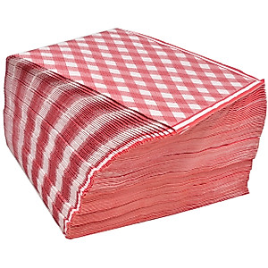 Gift Boutique 200 Pcs Red and White Gingham Party Supplies Set Paper Plate Napkin for Checkered Plaid Picnic BBQ Birthday Disposable Dinnerware Serve 50