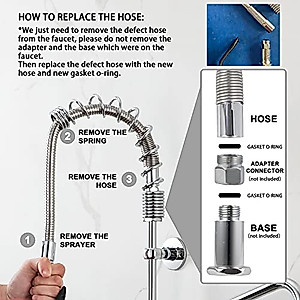 AGAHPAY Pre Rinse Hose Commercial Sink Sprayer Hose Commercial Faucet Parts Replacement Kit 38" Flexible Hose for Commercial Faucet Sprayer, Stainless Steel Sprayer Hose for Commercial Faucet
