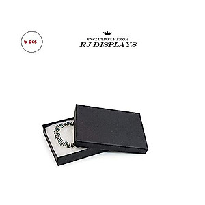 6 Pack Cotton Filled Matte Black Color Jewelry Necklace Bracelets Watch Gift and Retail Boxes 5.25 X 3.75 X 1 Inch Cotton Filled-Size by R J Displays