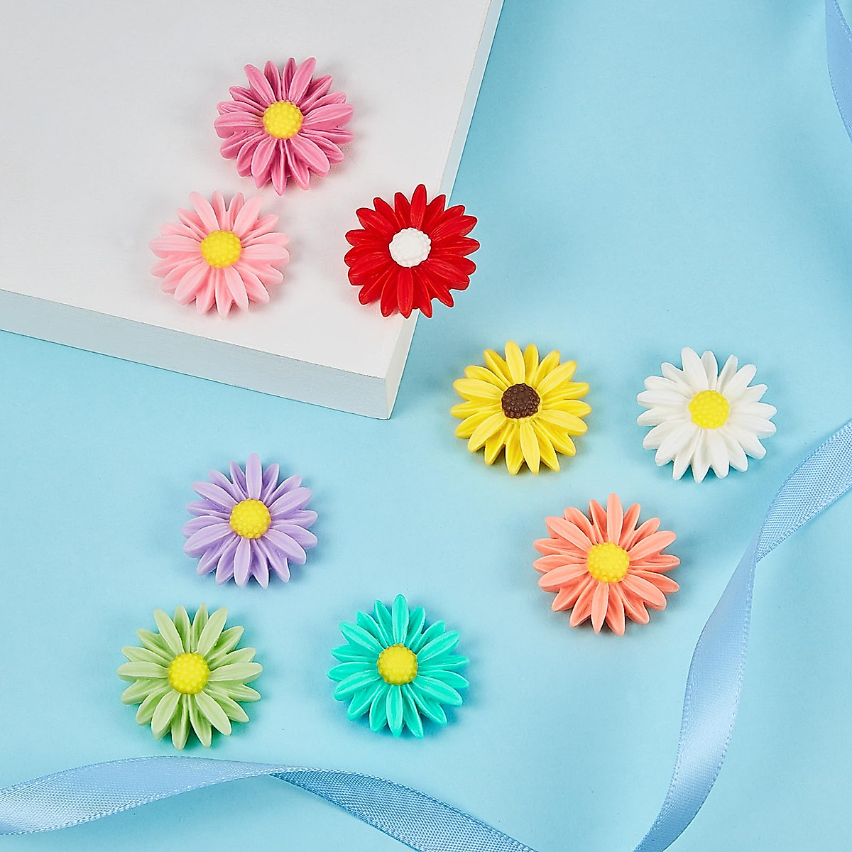 Colorful Daisy Flower Fridge Magnets - 24 Pack