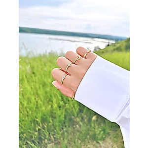 L & M Accessorize - 925 Sterling Silver 18K Gold Plated Rectangular Crystal Ring (9)