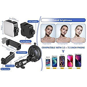 LenTok Suction Cup Mirror Phone Holder with Light, Travel Wall Phone Camera Mount for Makeup Content Creator Essentials, Mirror Tripod for Bathroom Kitchen Compatile with All Smooth Surface