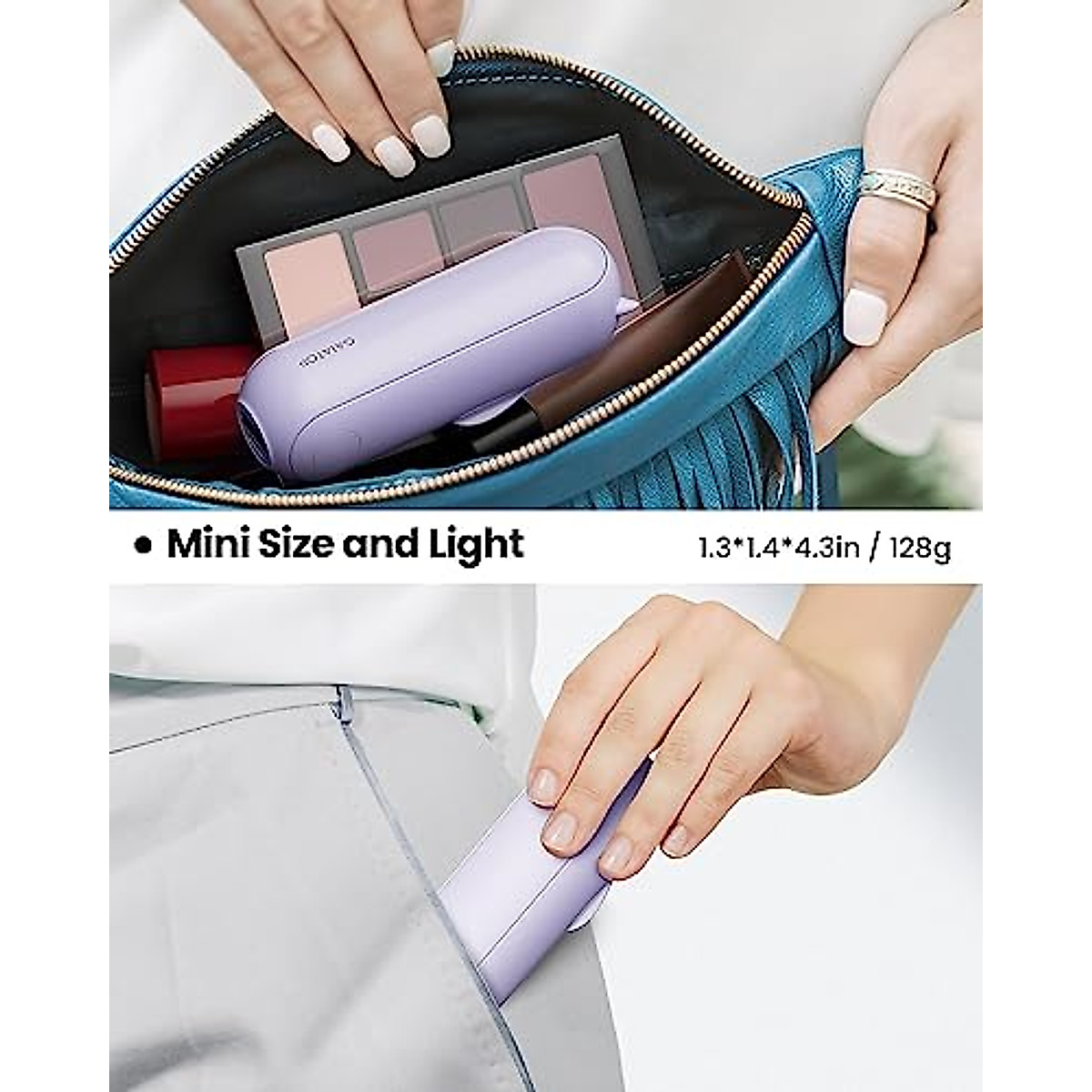 Gaiatop Portable Handheld Fan, Foldable Small Fan, Mini Hand Held Fan with USB Rechargeable 2000mAh Battery, Eyelash Fan for Girls, Travel For Women, Outdoor (Purple)