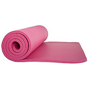 Extra Thick Yoga Mat - 0.5-Inch-Thick Durable Non-Slip Foam Workout Mat for Fitness, Pilates and Floor Exercises with Carrying Strap by Wakeman (Pink)