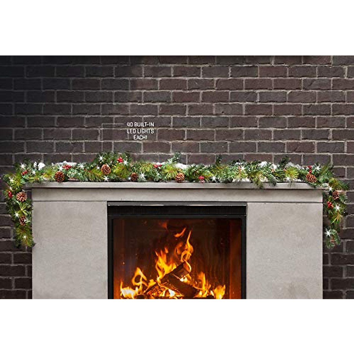 Sharper Image 9-Ft. Cordless Pre-Lit Indoor/Outdoor Garland