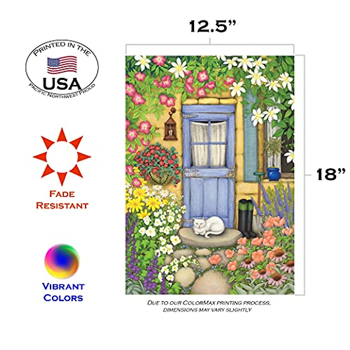 Toland Home Garden 110079 Flossie's Garden Spring Flag 12x18 Inch Double Sided Spring Garden Flag for Outdoor House Cat Flag Yard Decoration