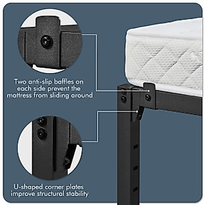 Yaheetech Queen Bed Frame with Storage Space, No Box Spring Needed, 16 Inches Powerful Storage Space, Sturdy Steel Slat Support, Black