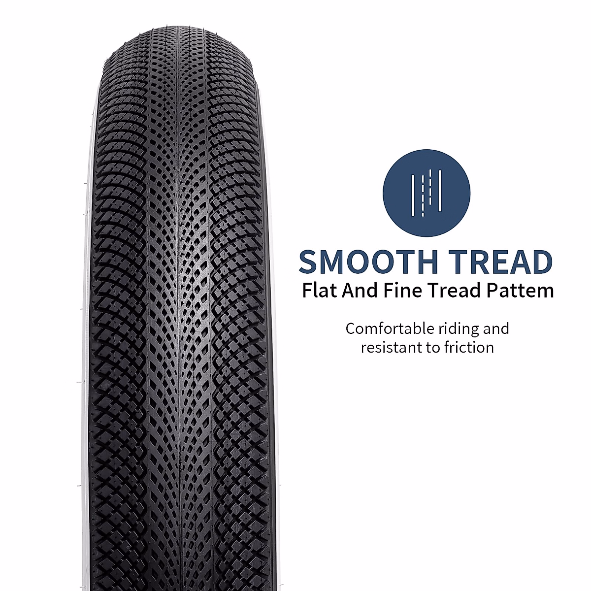 2 Pack 20" E-Bike Tires 20x4.0 Classic White Wall Tires with 2 Nylon Rim Strips for 20 x 4.0 Electric Bike Bicycle Tires