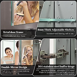 LADEED Lighted Medicine Cabinet with Mirror Outlet,30 X 26 Inch,Recessed Or Surface-Mounted Led Medicine Cabinet Mirror for Bathroom Storage,Interior Light, Double Door,Defog,Stepless Dimming