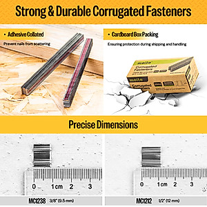 meite MC1238 1/2-Inch Crown Wide by 3/8-Inch Length Micro Corrugated W Fastener Staples 14,000 Pieces/Case