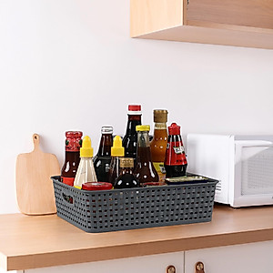 Wakikini Plastic Woven Storage Baskets, A4 Plastic Paper Storage Trays, 4 Packs