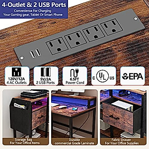 Loomie Reversible L Shaped Desk with Drawer, 55" W x 41" D Industrial Corner Computer Desk with 4 Tier Shelves & Monitor Stand