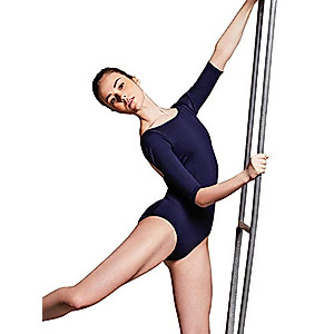 Capezio 126 Team Basic Boatneck 3/4 Sleeve Leotard, Navy, Large