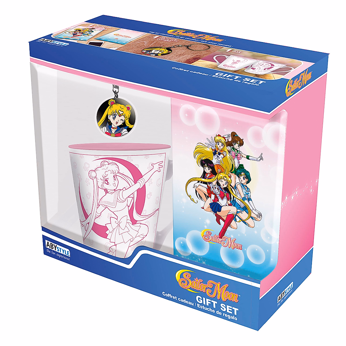 ABYSTYLE Sailor Moon Gift Sets Include Ceramic Coffee Tea Mug, Keychain, and Journal Anime Manga Drinkware Home &Kitchen Essentials Dishwasher and Microwave Safe (3 Pc. Moon Princess)