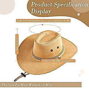 Hercicy 3 Pcs Western Cow Hats for Women Men Wide Brim Cow Hat with Belt Buckle Strap for Adult Cowboy Cowgirl Party