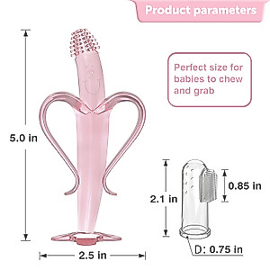 SILIVO Silicone Banana Teethers for Babies, Silicone Infant Training Finger Toothbrushes with Storage Case