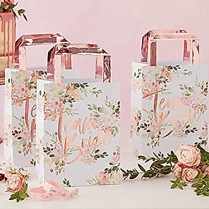 Ginger Ray Floral Bachelorette Party Rose Gold Foiled Favour Bags 5 Pack, Large