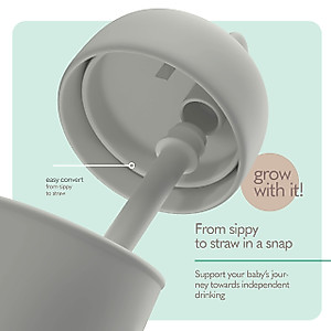 Silicone Sippy Cup With Straw - 100% Spill Proof Silicone Straw Cup For Baby, 6 Oz Silicone Cup - 3 in 1 Cup 1. Silicone Sippy Cups For Baby 2. Silicone Baby Straw Cup 3. Silicone Toddler cup. (Gray)