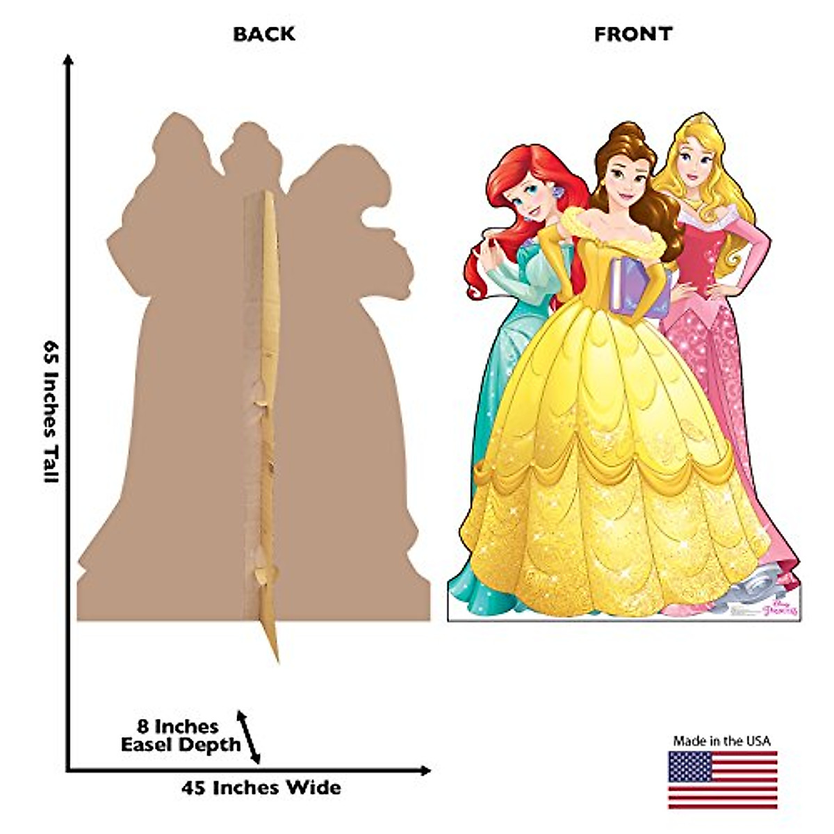 Advanced Graphics Ariel, Belle & Aurora Life Size Cardboard Cutout Standup - Disney Princess Friendship Adventures