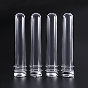 UEETEK 12pcs 40ml Plastic Test Tubes with Screw Caps(Transparent)