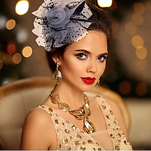 Glitinsel 24 Pcs Fascinators Hats for Women Tea Party Headbands Bulk Mesh Flower Ribbon and Feather Fascinators with Clips for Christmas Halloween 1920s Wedding Church Prom Masquerade Cocktail