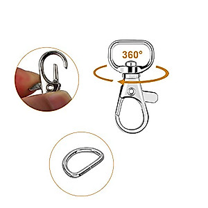 SANNIX 120 Pcs Keychain Clip Hooks with D Ring Include 60Pcs Swivel Snap Hooks Lanyard Clip and 60Pcs D Ring for Purse Hardware Sewing Projects (1/2” Inside Width)