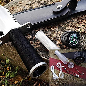 HOLYEDGE 13" Fixed Blade Knife with Half Serrated Edge and Compass Handle - Best Camping,Hunting,Fishing,Hiking Tactical Survival Knife
