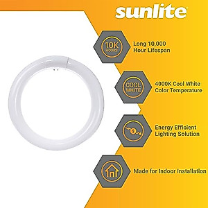 Sunlite 41316 FC8T9/CW 8-Inch T9 Round Fluorescent Circline Lamp, 22 Watts, 1250 Lumens, 4100K Cool White, G10Q 4-Pin Base, 1 Pack