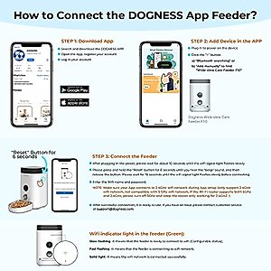 DOGNESS Automatic WiFi Dog/Cat Smart Camera Feeder - 6.5Lbs Large Capacity App Control Food Dispenser with WiFi, Portion Control, Voice Recording, Camera, Timer Programmable (4L White)