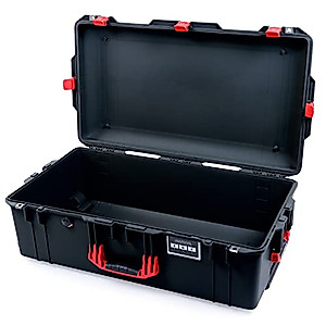 Pelican Color Case Black Pelican 1615 Air case with Red Handles & latches. Comes Empty & with Wheels.