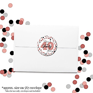 Confetti Rose Gold Polka Dot 40th Birthday Party Sticker Labels, 40 2" Party Circle Stickers by Amanda Creation, Great for Party Favors, Envelope Seals & Goodie Bags