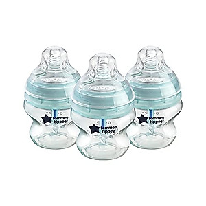 Tommee Tippee Advanced Anti-Colic Baby Bottle, Slow Flow Breast-like Nipple, Heat-Sensing Technology, BPA-Free - Blue - 5 Ounce, 3 Count