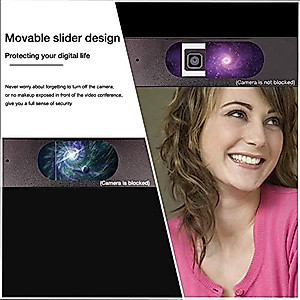 worldbnr Laptop Camera Cover Slide (5 Pack),Thin Web Camera Cover for Laptop, Desktop, PC, iPad, iMac, Tablet,Protecting Your Privacy Security (Universe)