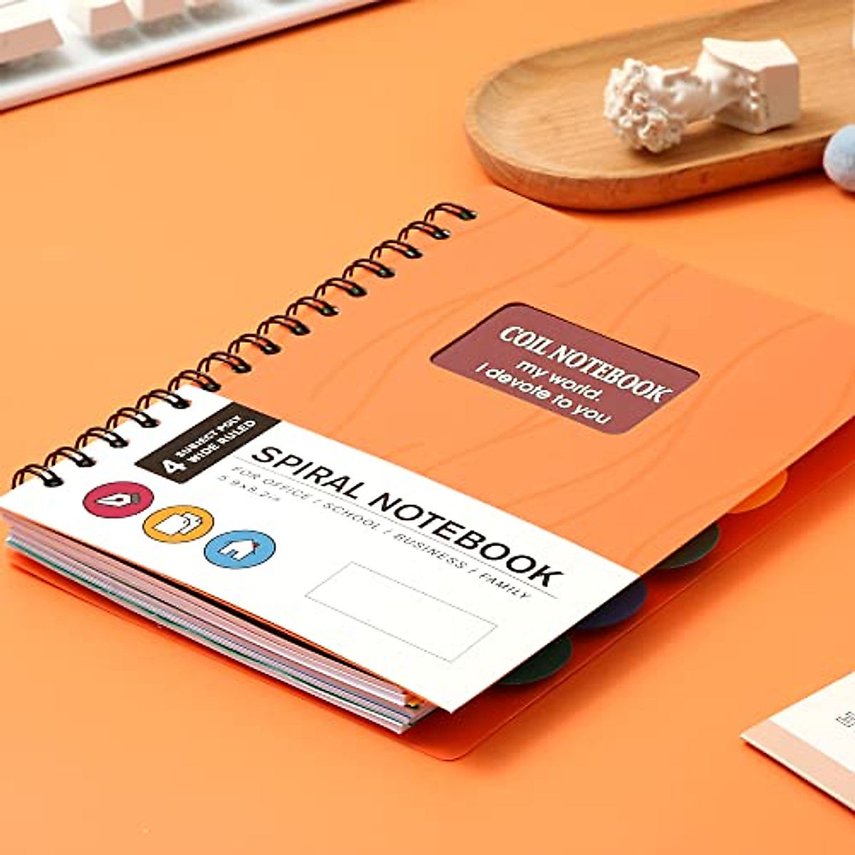 Yoment Spiral Notebook 6'' x 8'' Wide Ruled 5 Subject Notebooks with Dividers Tabs for Work Wide Ruled 240 Pages Lined Journal Multi Subject Notebook for Note Taking, Back to School, Gifts, Orange