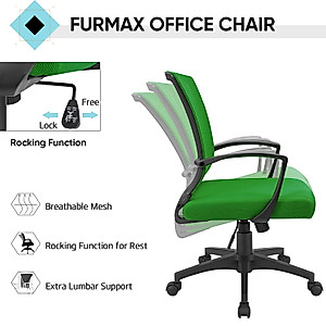 Furmax Office Chair Mid Back Swivel Lumbar Support Desk Chair, Computer Ergonomic Mesh Chair with Armrest (Green)