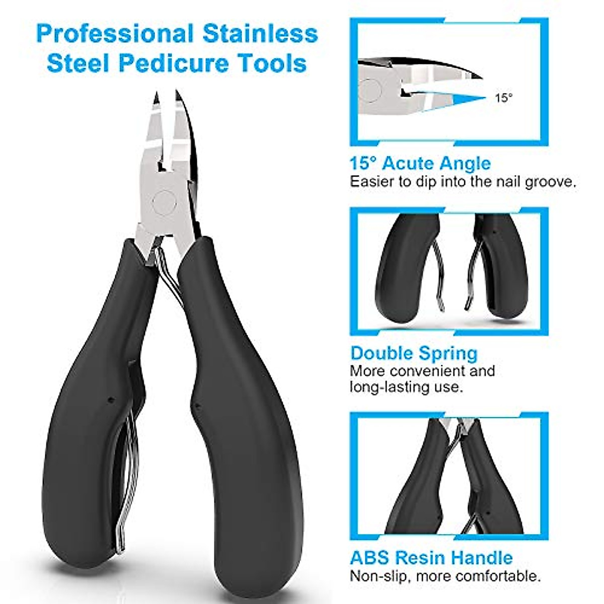 Upgraded Ingrown Toenail Tools 9pcs, TENBOK Professional Podiatrist Toenail Clippers for Thick, Ingrown & Side Nails for Men & Seniors, Surgery Grade Ingrown Toenail Treatment Pedicure Tool