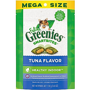 Greenies (4 Pack) Smartbites Hair Indoor Control (previously Called Hairball Control) Chicken and Tuna, (4.6oz, 2 Each) with 10ct PetFaves Wipes