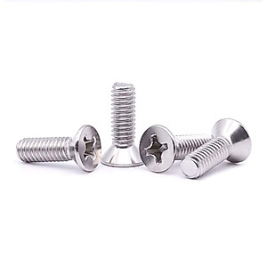 30 Pcs M4-0.7x50mm Flat Head Machine Screws, Phillips Cross Screw, Phillips Drive，304 Stainless Steel, Fasteners Bolts，Countersunk Machine Screws