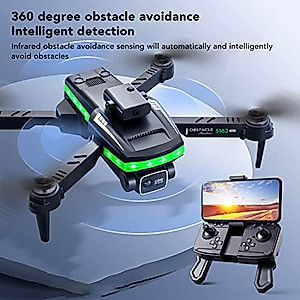 RC Drone Quadcopter with 4K HD Dual Camera, Mini RC Helicopters S162 for Adults Kids with Track Marking Flight, 360° Flip, Positioning Hover, LED Light Strip, Speed Adjustment