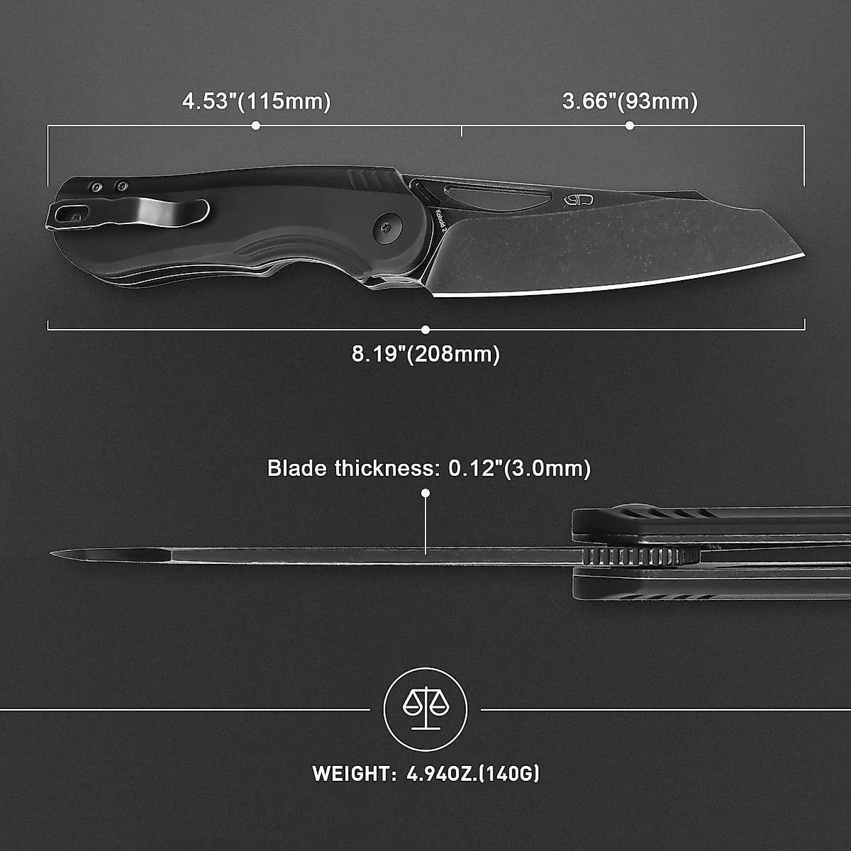 Kizer Kobold 2.0 Pocket Folding Knife, 3.66 In Flipper Pocket knife for EDC Camping, 4V Steel Blade Aluminium Handle, Deep Carry Clip, Small Utility Knife V3542.2A1