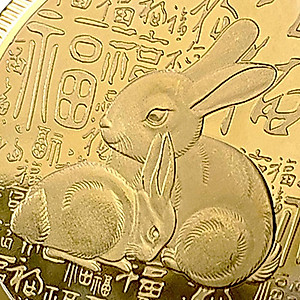 Chinese Zodiac Rabbit Commemorative, 2023 New Year of The Rabbit Uncirculated Coin, Collector Coin, for Collectors, Craft Decorations, Lucky Souvenir Gifts