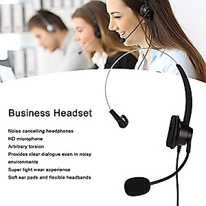 YYOYY Business Headset, 2.5mm Computer Headphones with HD Noise Canceling Microphone, for Call Center, Customer Service, Office, Super Light, Ultra Comfort
