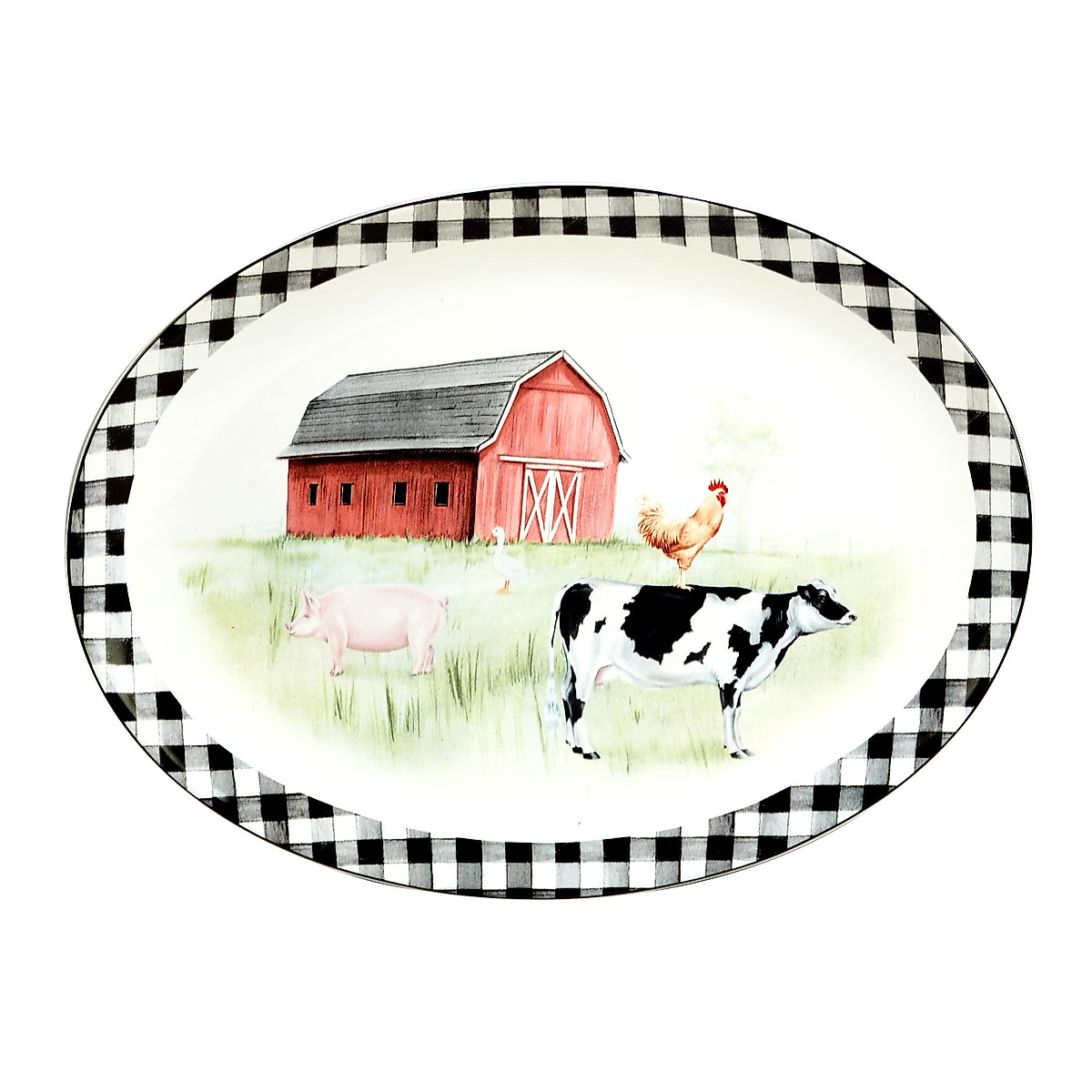 Certified International Farm Oval Platter, 17" x 12.5" x 1.25", Multicolored, Large