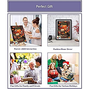 Tiwabb Thanksgiving Paint by Number for Adults,Fall Painting by Numbers Kits On Canvas,Without Frame DIY 4 Pack Fall Pumpkin Truck Oil Painting Acrylic Paints, for Gift and Home Decor 12x16inch