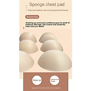 BIMEI Bra Inserts Pads A Pair for Sports Bras, Women's Push Up Bra Inserts Breast Enhancer Cups (Beige, C Cup)
